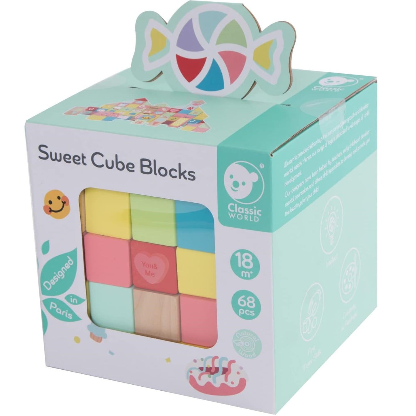Classic World Sweet Cube Blocks Set of 68件套裝 甜點字母算數學習積木 – MY SCHOOL BUS