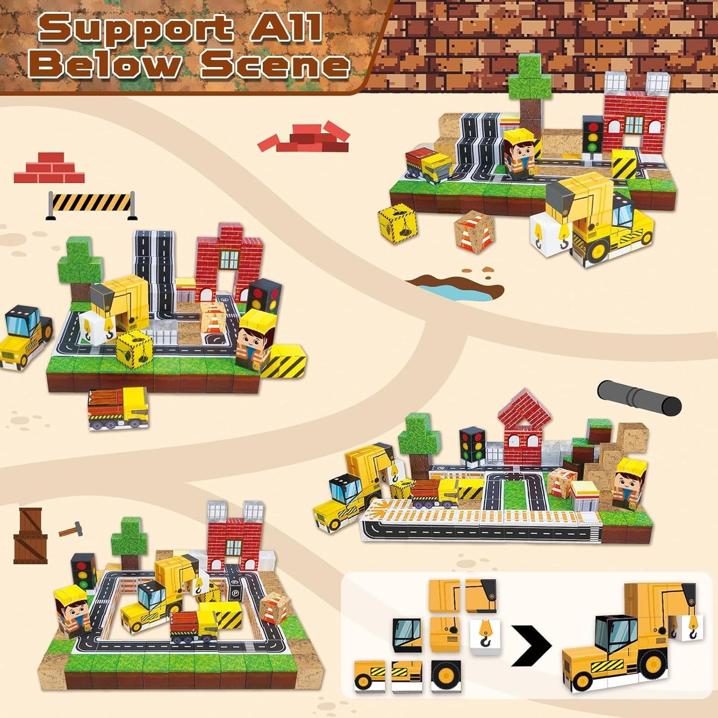 2CM Magnetic Building Blocks Toy Construction Site Set of 138 塊建築工程場地套 ...