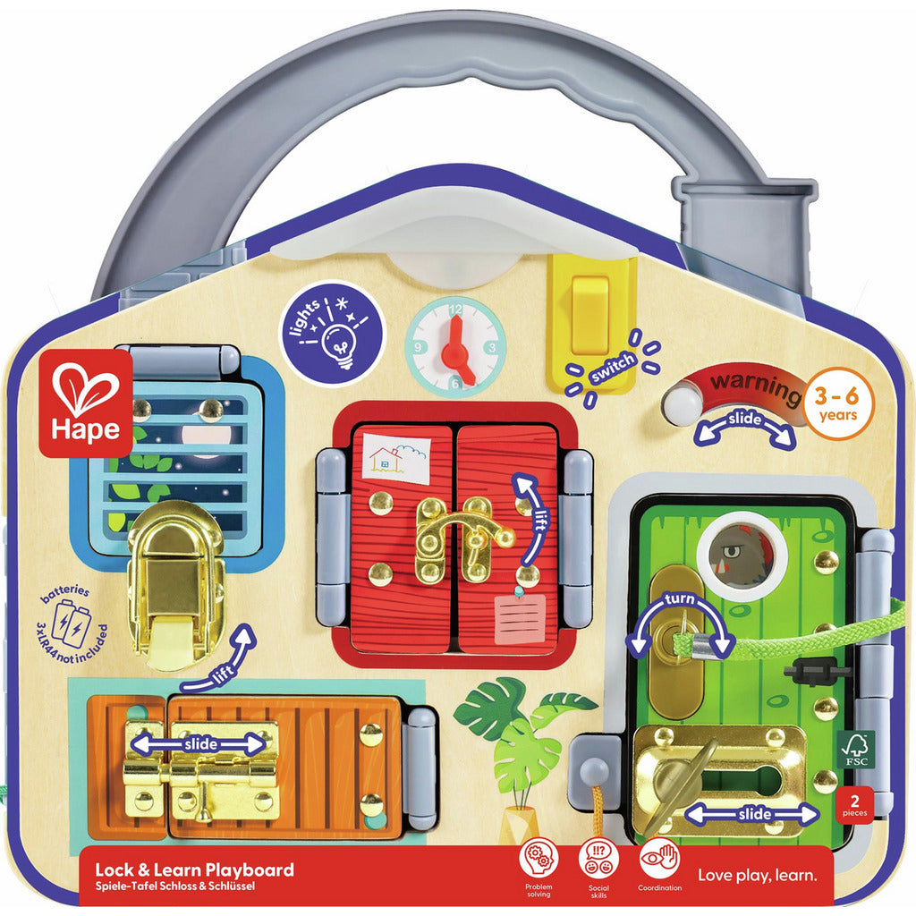 Hape Lock & Learn Playboard 多功能門鎖忙碌板 – MY SCHOOL BUS