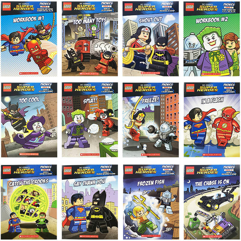 Scholastic Lego DC Super Heroes Phonics 10 Books + 2 Workbooks Set 10本 ...