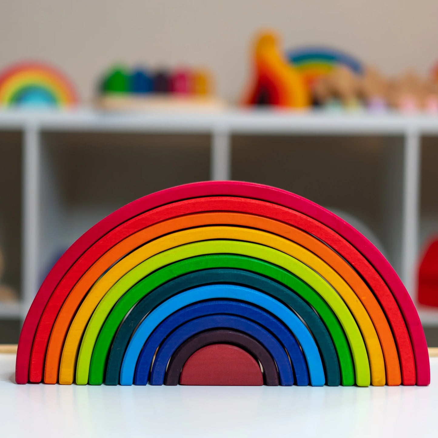 Masterkidz 12 Piece Natural Wood Jumbo Stacking Rainbow 12 Colours 12色 ...