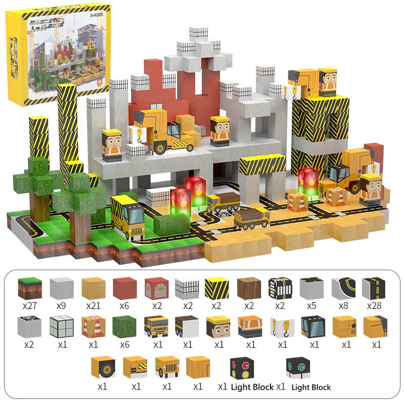 2CM Magnetic Building Blocks Toy Construction Site Set of 138 塊建築工程場地套 ...